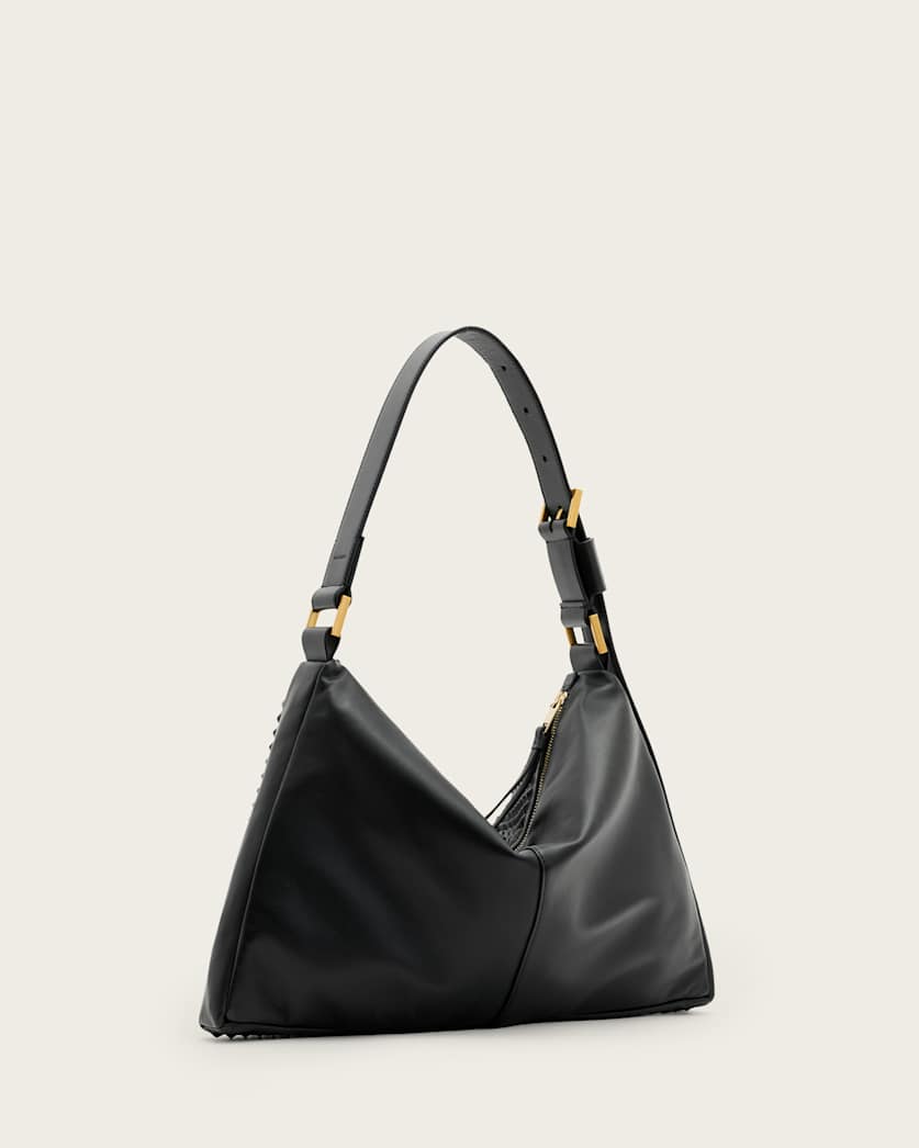 Edbury Studded Leather Shoulder Bag Black | ALLSAINTS DE